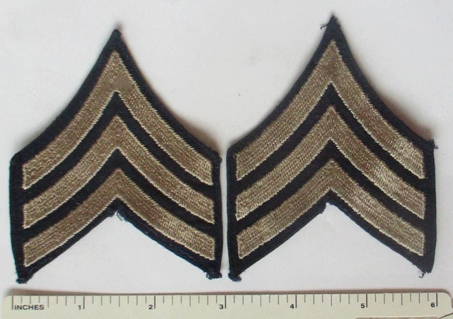 PAIR ORIGINAL WW2 Vintage US ARMY Sergeant RANK STRIPES PATCHES on Wool ...
