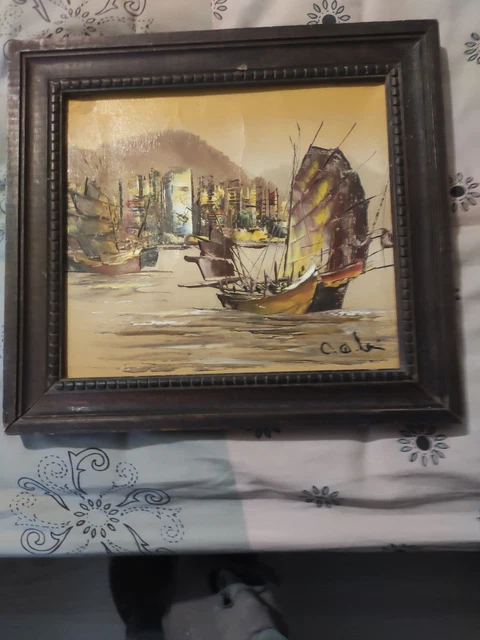 ANCIEN TABLEAU HUILE sur toile marine signé cola EUR 14,00 - PicClick FR