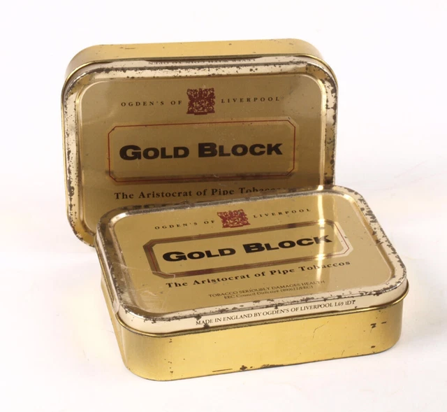VINTAGE GOLD BLOCK Pipe Tobacco Empty Tin - Original Collectable x 2 £4 ...