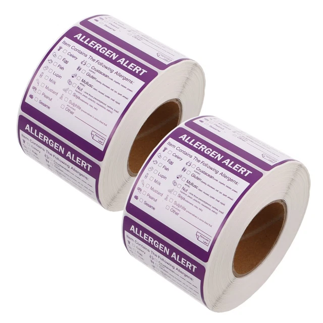 2 ROLLS ALLERGEN Label Food Labels Warning Tags Indicator Stickers $44. ...
