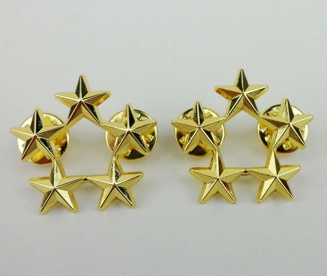 WWII WW2 A Pair Of US Army Officer 5 Stars General Rank Badges Pin ...