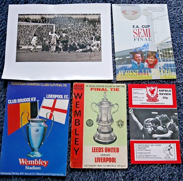 LIVERPOOL PROGRAMMES (5) and signed photo of 1965 cup final £20.00 ...