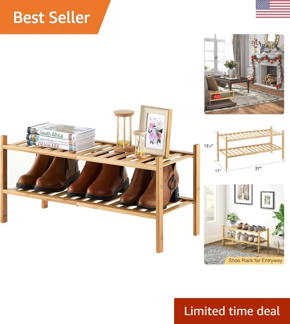 2-TIER BAMBOO SHOE Rack - Heavy Duty, Stackable, Multi-Function ...
