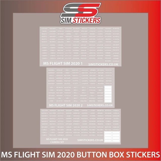 CLEAR/WH MSFS STICKERS for Flight Simulator ButtonBox/Wheel/FlightStick ...