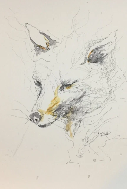 ORIGINAL 'FOX' A4 Size Scribble Ink Sketch By Ray Statter £19.99 ...