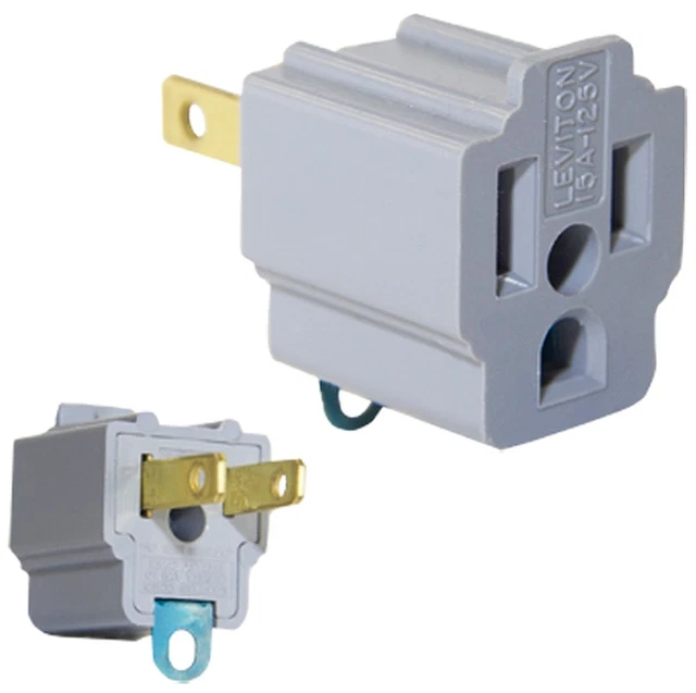 1 AC OUTLET ADAPTER 3 prong Convert 2 blade grounding Cheater Plug ...