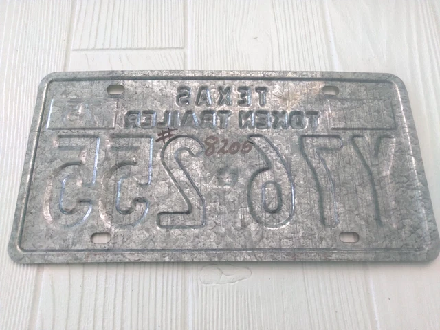 ANTIQUE 1970'S TEXAS TOKEN TRAILER LICENSE PLATE Y76-255 $15.20 ...