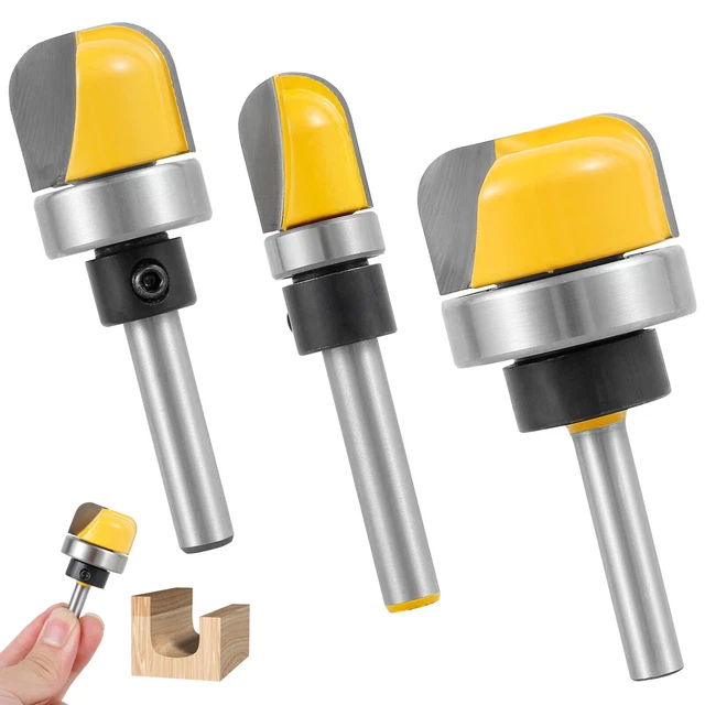3PCS 1/4 INCH Shank Bowl and Tray Template Router Bit Set w/Ball ...