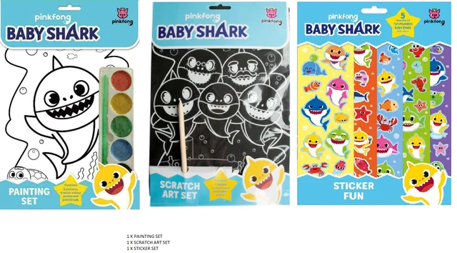 BABY SHARK SCRATCH Art Set , Painting Set & Sticker Fun Children's ...