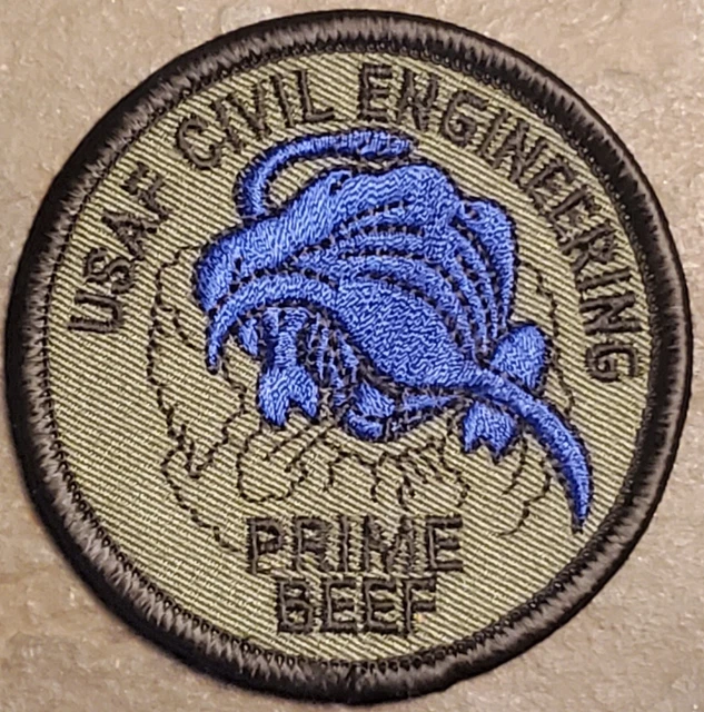 USAF AIR FORCE Civil Engineering PRIME BEEF OD Green 3" patch SUBDUED ...