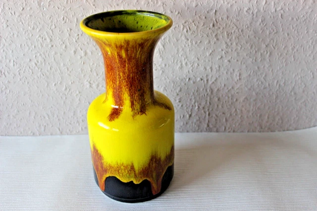 JASBA KERAMIK VASE 70er Artpottery Gelb Fat Lava Farbverlauf N602 1022 ...