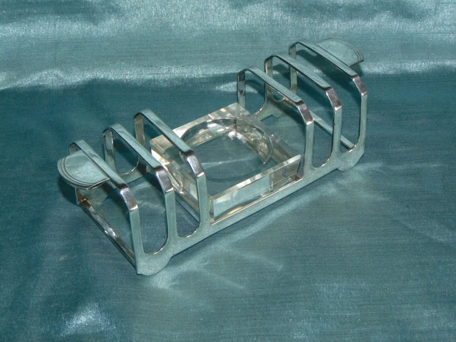 ART DECO SILVER Plate Bevel Glass Toast Rack Northern Goldsmiths ...