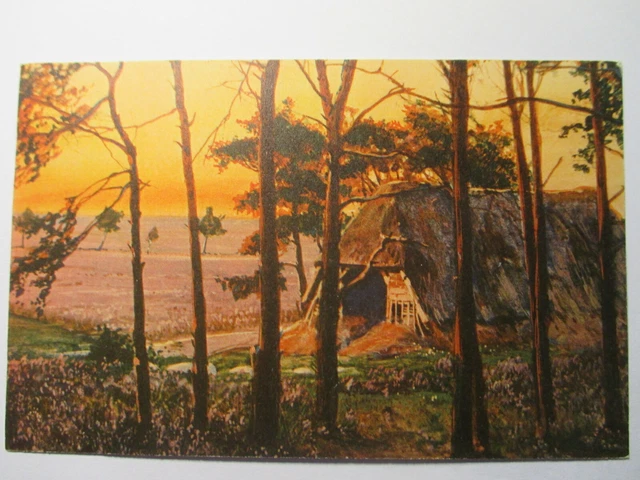 CARTOLINA ART NOUVEAU rara! Quadro cartolina artista idillio paesaggio ...