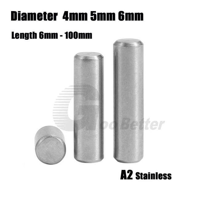 DOWEL PINS A2 Stainless Steel Solid Parallel Pins 4mm 5mm 6mm Length ...