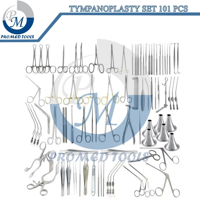 TYMPANOPLASTY INSTRUMENTS 101 Pcs Micro Ear Surgery Set ENT Surgical ...