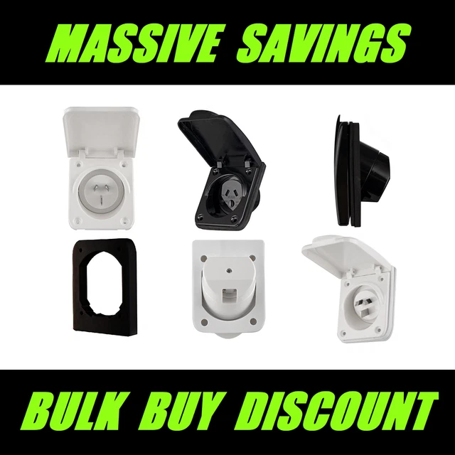10A 15A CARAVAN Inlet Outlet RV Camper Motor Home Power Socket White ...