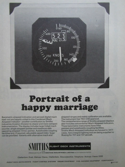 6/1969 PUB SMITHS Mach Airspeed Indicator Flight Deck Instruments ...