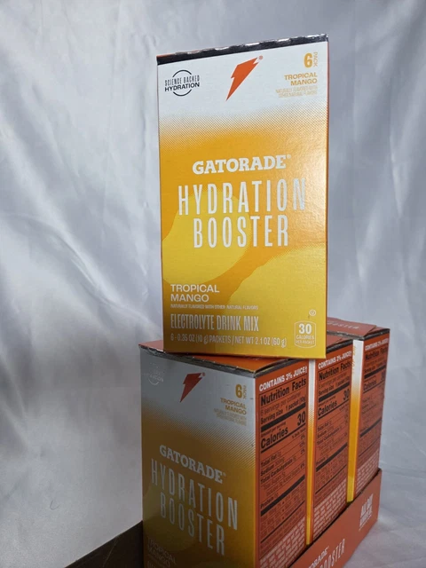 (4) GATORADE HYDRATION Booster Tropical Mango Electrolyte Drink- 6ct ...