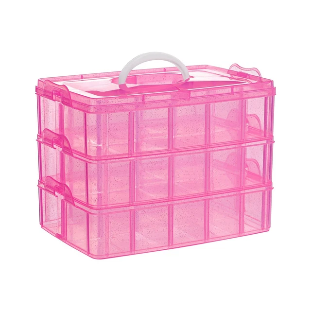 3-TIER STACKABLE STORAGE Container Box /30 Compartments Plastic Toys ...