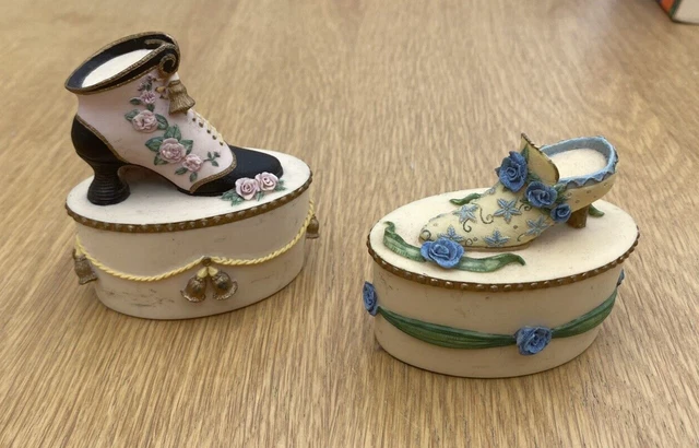 WILLOW HALL VINTAGE Trinket Box with shoe on top (x2) - Good Condition ...