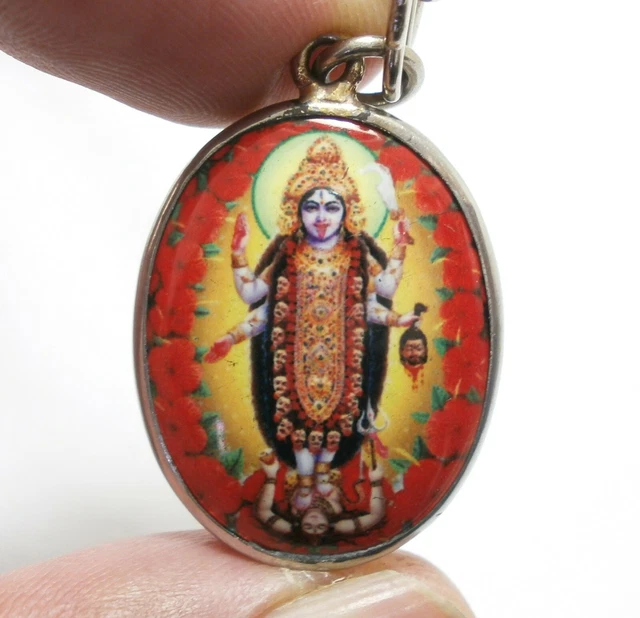 DURGA KALI KALIKA Uma Devi Goddess Shakti Hindu Bless Om Locket Pendant ...