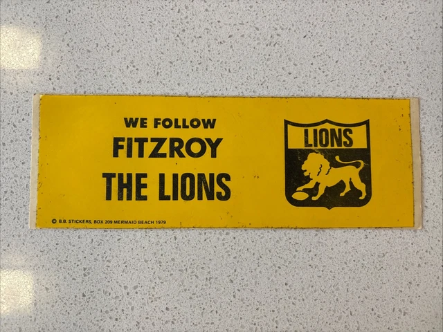 RARE 1979 We Follow Fitzroy Lions Vintage Sticker Vfl Afl Great ...