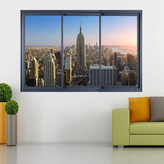 NEW YORK CITY Skyline 3D Window Decal Wall Sticker DIY Decor Art BW012 ...