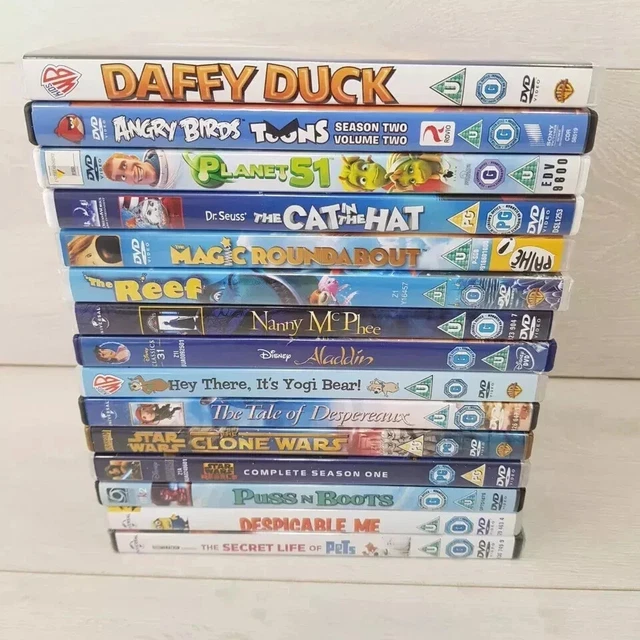 BUNDLE OF 15 DVDs Kids Children Cartoons Star Wars Yogi Minions Duffy ...