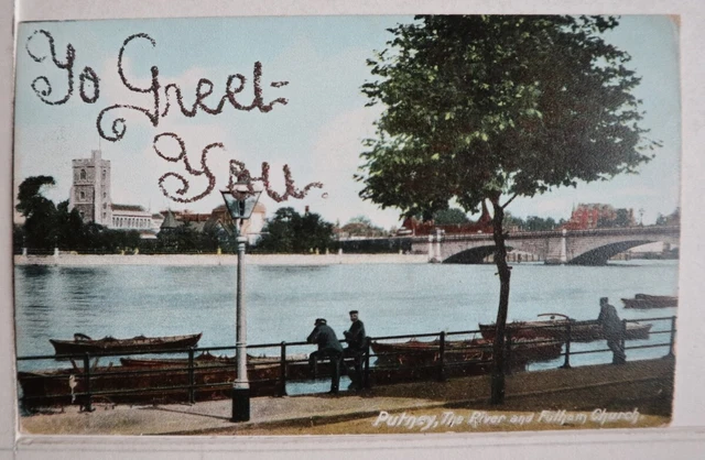 ANCIENNE CARTE POSTALE London Putney la Rivière Et Fulham Église EUR 15 ...