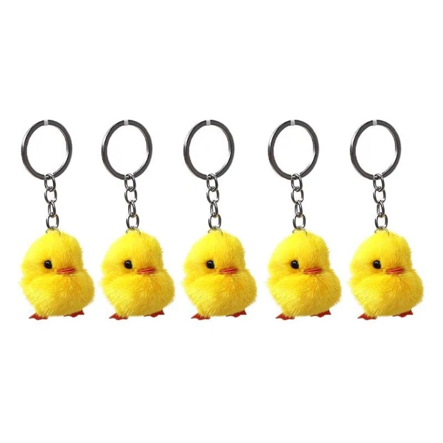 5 PCS/SET FURRY Yellow Duck for Key Fluff Soft Chick Keychains Easter ...