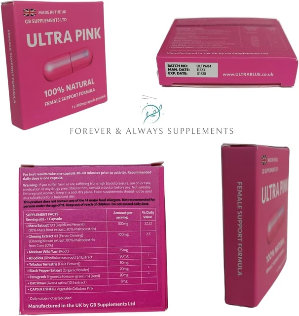 3 X ULTRA Pink 400Mg Sex Tablets for Women Bundle! 100% Natural Female ...