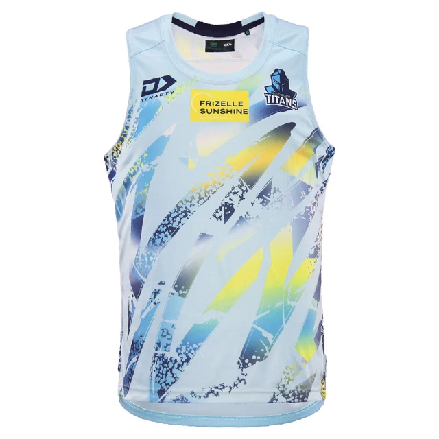 NRL 2024 TRAINING Singlet - Gold Coast Titans - Light Blue - Adult ...