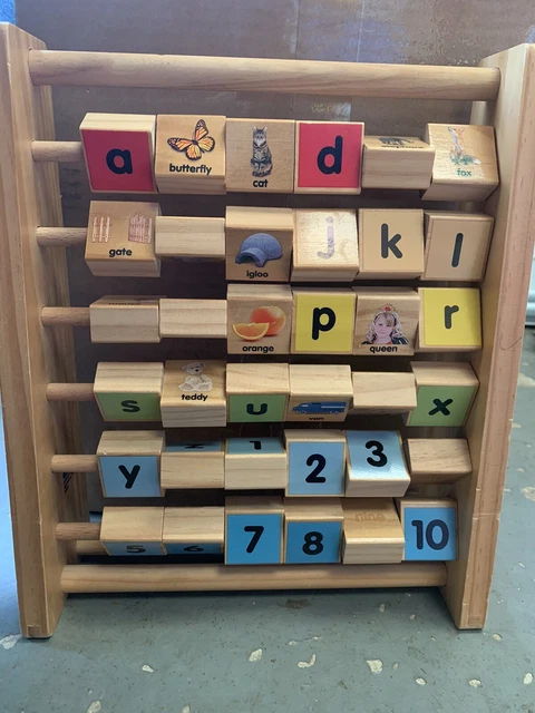 CAROUSEL WOODEN ALPHABET Letters Numbers Abacus Toy £5.00 - PicClick UK