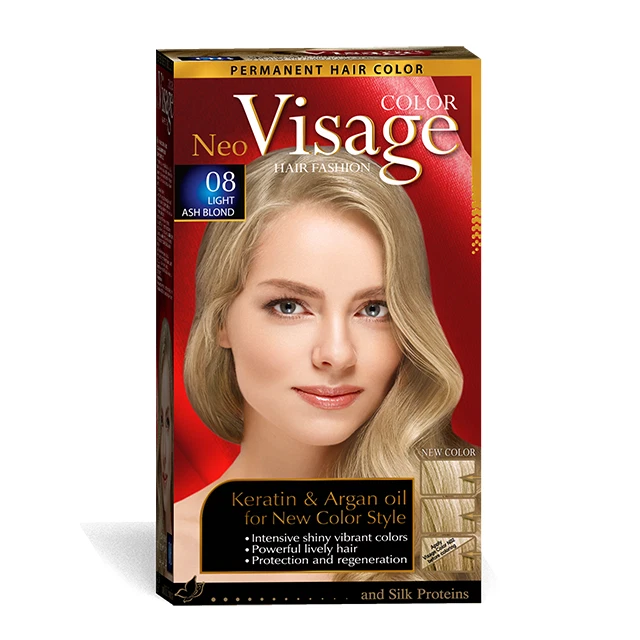 NEO VISAGE HAIR Fashion Permanent Hair Color 08 Light Ash Blond with ...