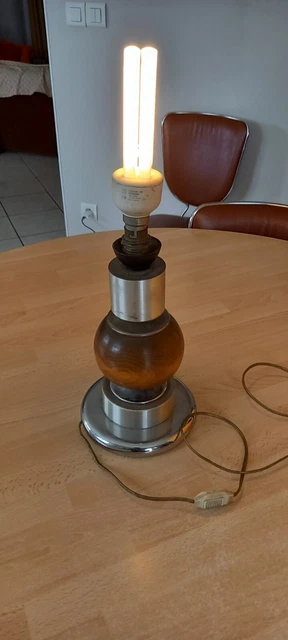 BELLE LAMPE À poser des années 70 Métal et Bois EUR 30,00 - PicClick FR