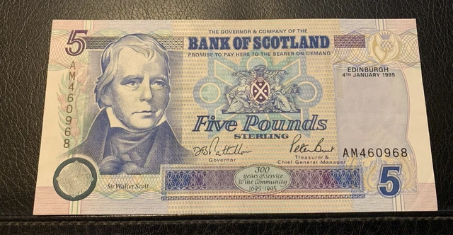 BANK OF SCOTLAND 1995 £5 note Sir Walter Scott £16.95 - PicClick UK