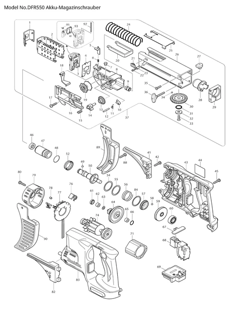 MAKITA DFR550 ERSATZTEILE | Akku-Magazinschrauber | Ersatzteilliste EUR ...