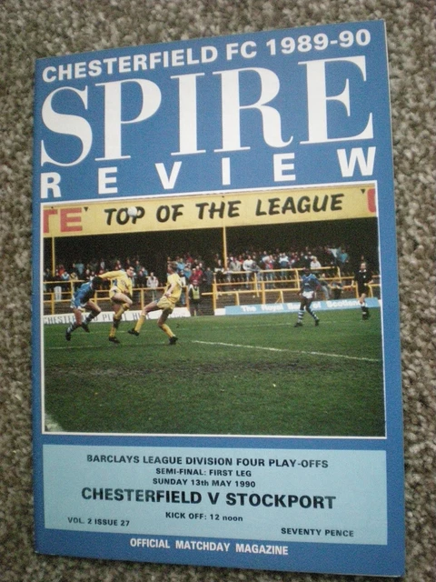 CHESTERFIELD TOWN V STOCKPORT COUNTY, PLAYOFF SEMI,13th MAY 1990, MINT ...