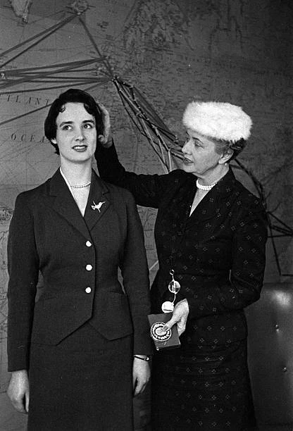 AN AIR STEWARDESS is pictured wearing her BOAC uniform 1950s Old Photo ...