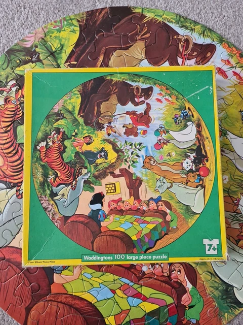 VINTAGE WADDINGTONS WORLD of Walt Disney Circular Jigsaw 1981 Complete ...