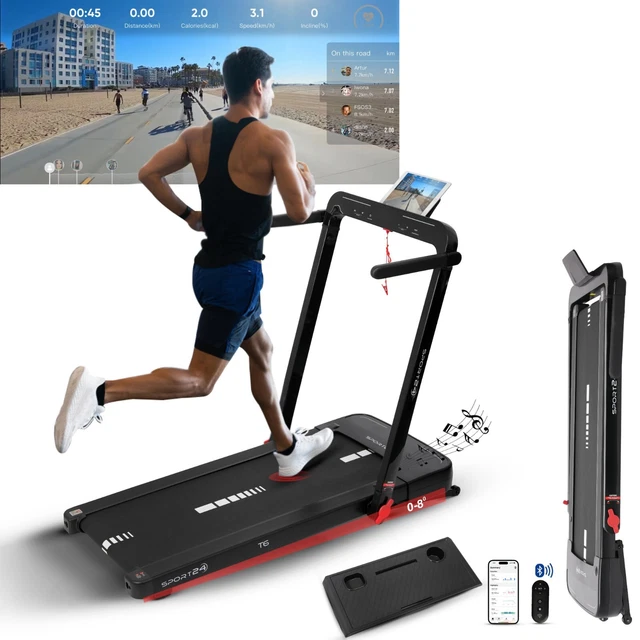 TREADMILL RUNNING MACHINE with Incline Foldable Electric Home Gym ...