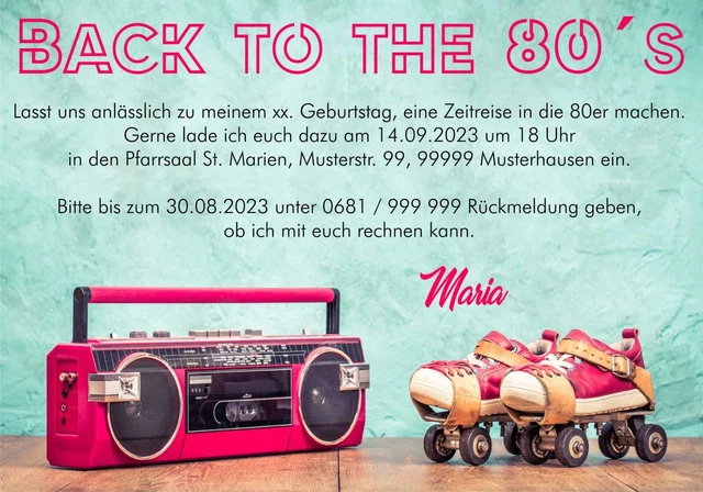 EINLADUNGSKARTEN GEBURTSTAG INKL. Umschläge 80er Jahre jedes Alter EUR ...