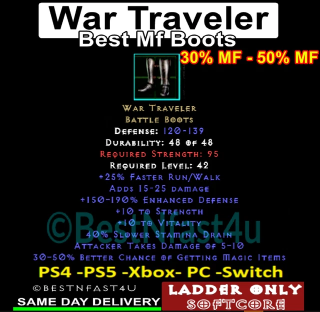 S4 LADDER- WAR TRAVELER WT TRAV MF BOOTS PC-XBOX-PS4-PS5-SWITCH Diablo ...