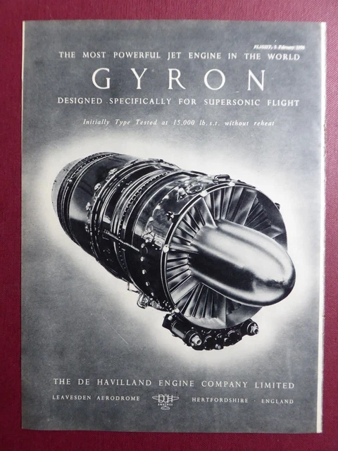 2/1956 PUB DE Havilland Engine Gyron Supersonic Flight Original Ad EUR 10,00 - PicClick FR