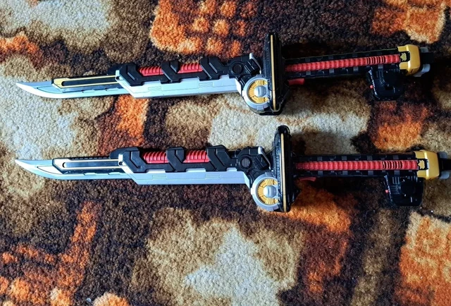 2 POWER RANGERS Samurai DX Mega Blade Folding Sword with Sound Effects ...