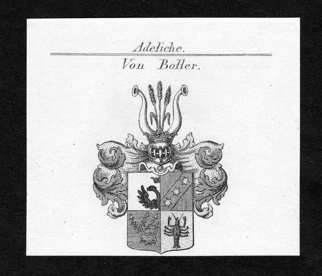 ENVIRON 1820 BOLLER Wappen Adel Blason Gravure Antique Héraldiques EUR ...