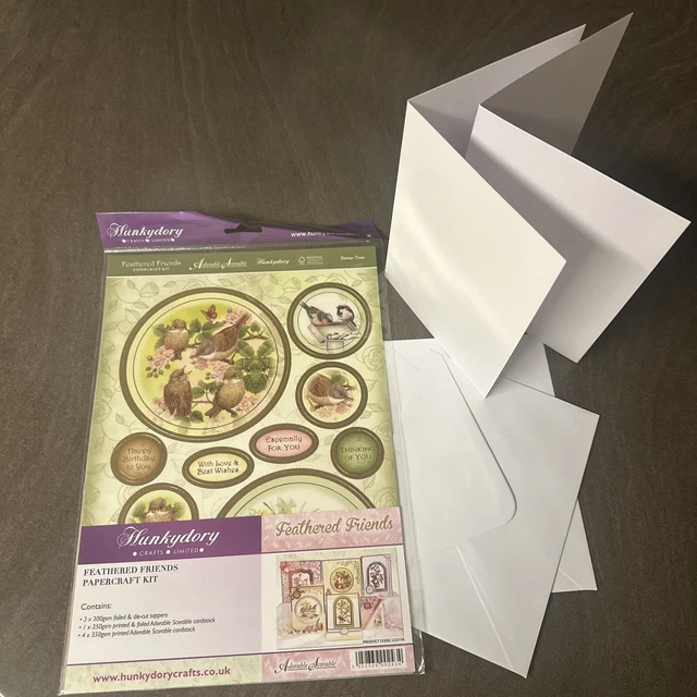 HUNKYDORY FEATHERED FRIENDS paper craft kit, plus 2 X 240gsm Cards ...