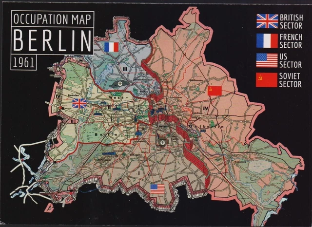 NEUE ANSICHTSKARTE MIT den 4 Besatzungszonen in Berlin seit 1945 EUR 1 ...