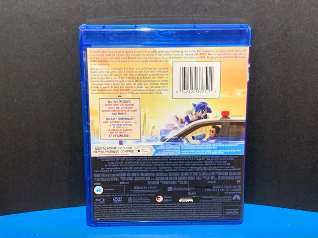 SONIC THE HEDGEHOG Blu-Ray + DVD + Insert No Digital Jim Carey James ...