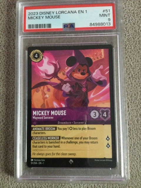 DISNEY LORCANA MICKEY Mouse 51/204 Super Rare PSA 9 Mint Wayward ...